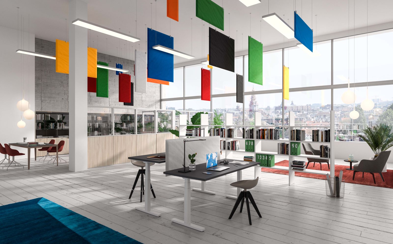 Newform Ufficio, three desks for coworking spaces